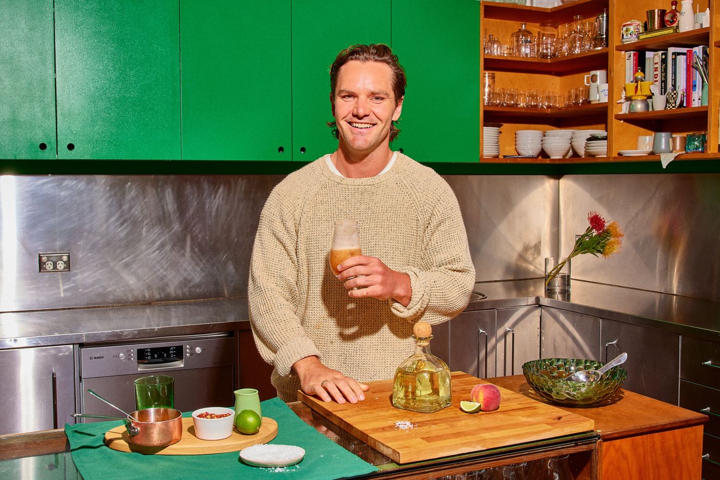 Best Spicy Honey Peach Margarita Cocktail Recipe by Nick Pearce (with ...